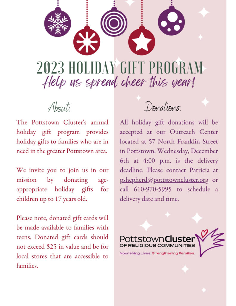 2023 Holiday Gift Program – Pottstown Cluster of Religious Communities