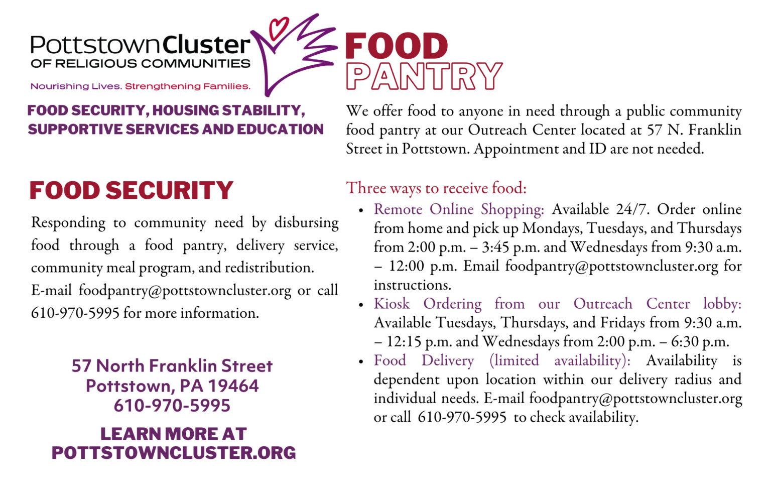 Flyer Materials and Resources – Pottstown Cluster of Religious Communities