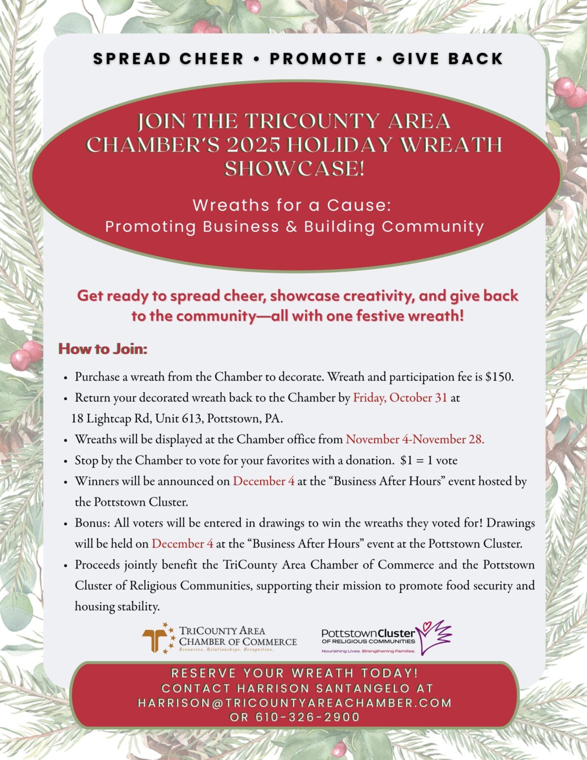 2025 Holiday Wreath Showcase: Wreaths for a Cause! – Pottstown Cluster ...